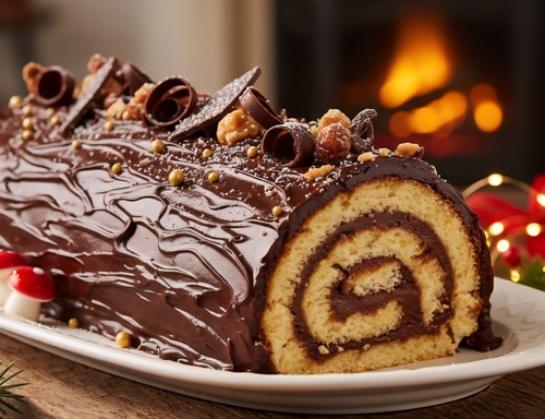 Bûche de Noël au Chocolat et Praliné Croquant – Recettes Pratiques